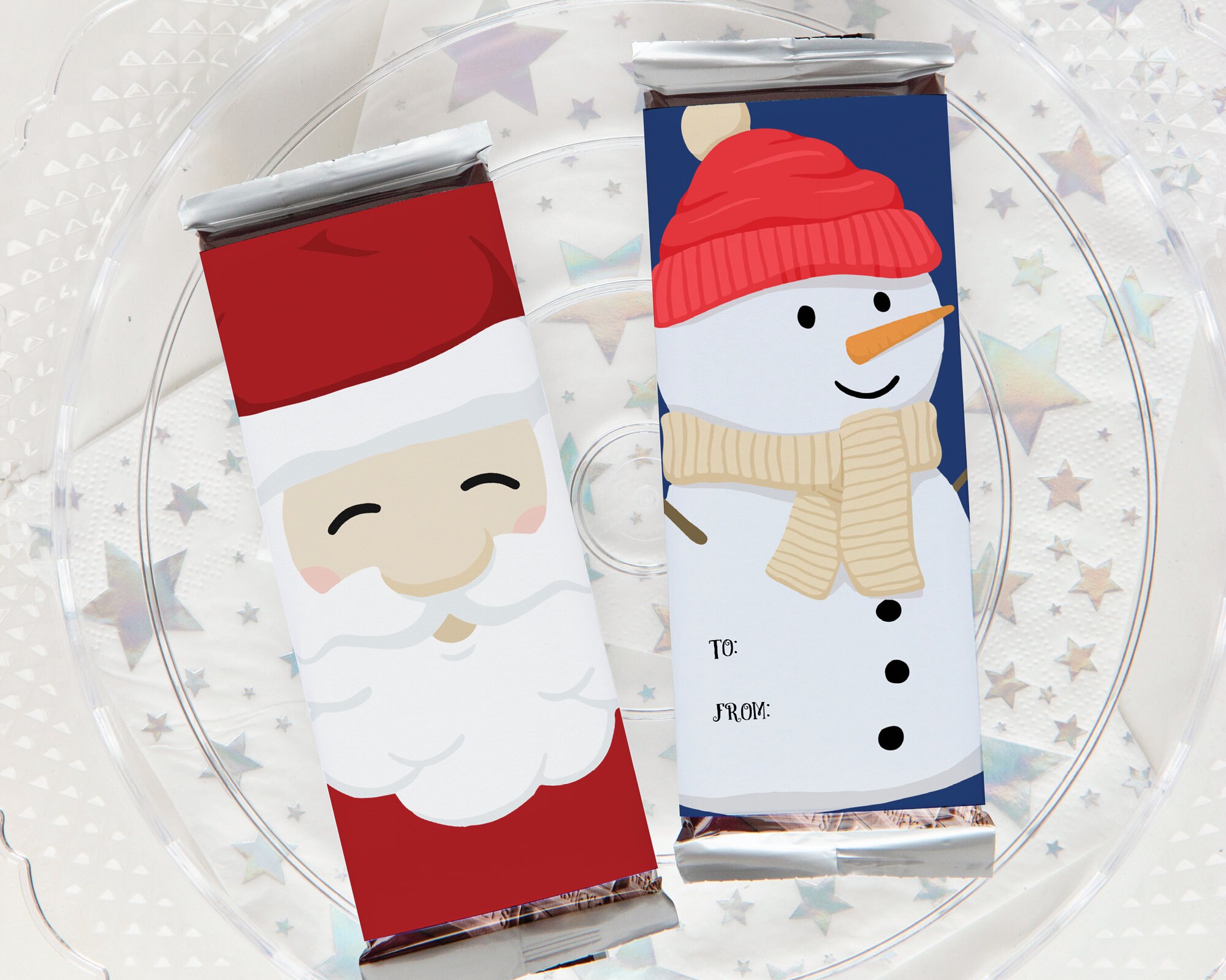 Santa & Snowman Candy Bar Wrapper Duo - PRINTABLE Standard Bar Wrapper ...