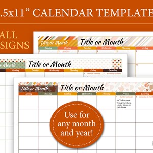 Editable Calendar Templates: Blank Calendar Pages, Fall Calendar, 8 ...