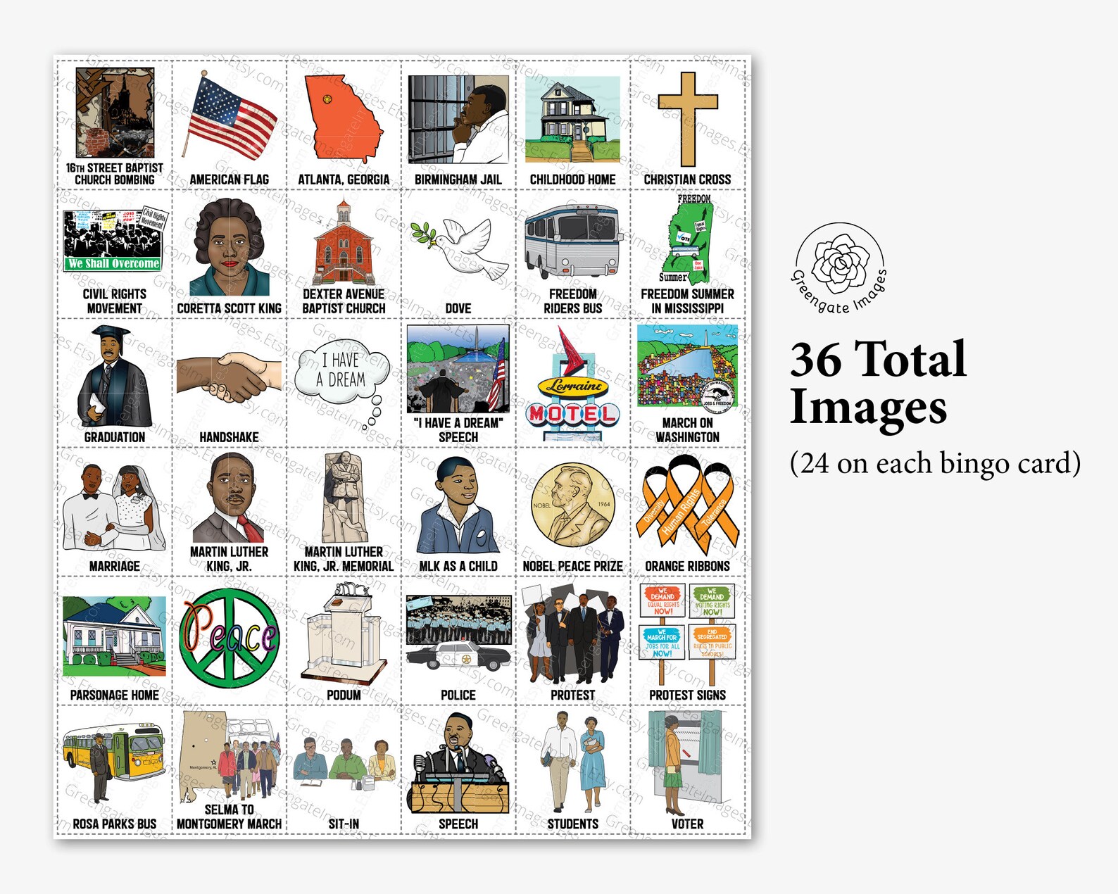 MLK Bingo 50 PRINTABLE Unique Cards. Instant Digital - Etsy