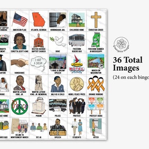 MLK Bingo 50 PRINTABLE Unique Cards. Instant Digital Download PDF ...