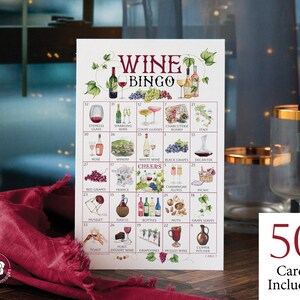 Wine Bingo - 50 PRINTABLE Unique Cards. Instant Digital Download PDF ...