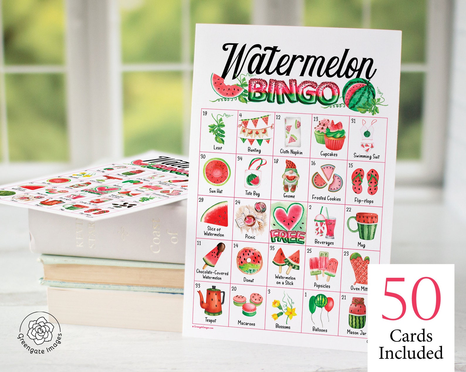 Watermelon Bingo 50 PRINTABLE Unique Cards. Instant Digital Download ...