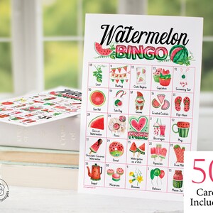 Watermelon Bingo - 50 PRINTABLE Unique Cards. Instant Digital Download ...