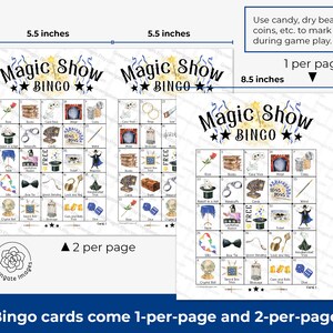 Magic Show Bingo - 50 PRINTABLE Unique Cards. Instant Digital Download ...