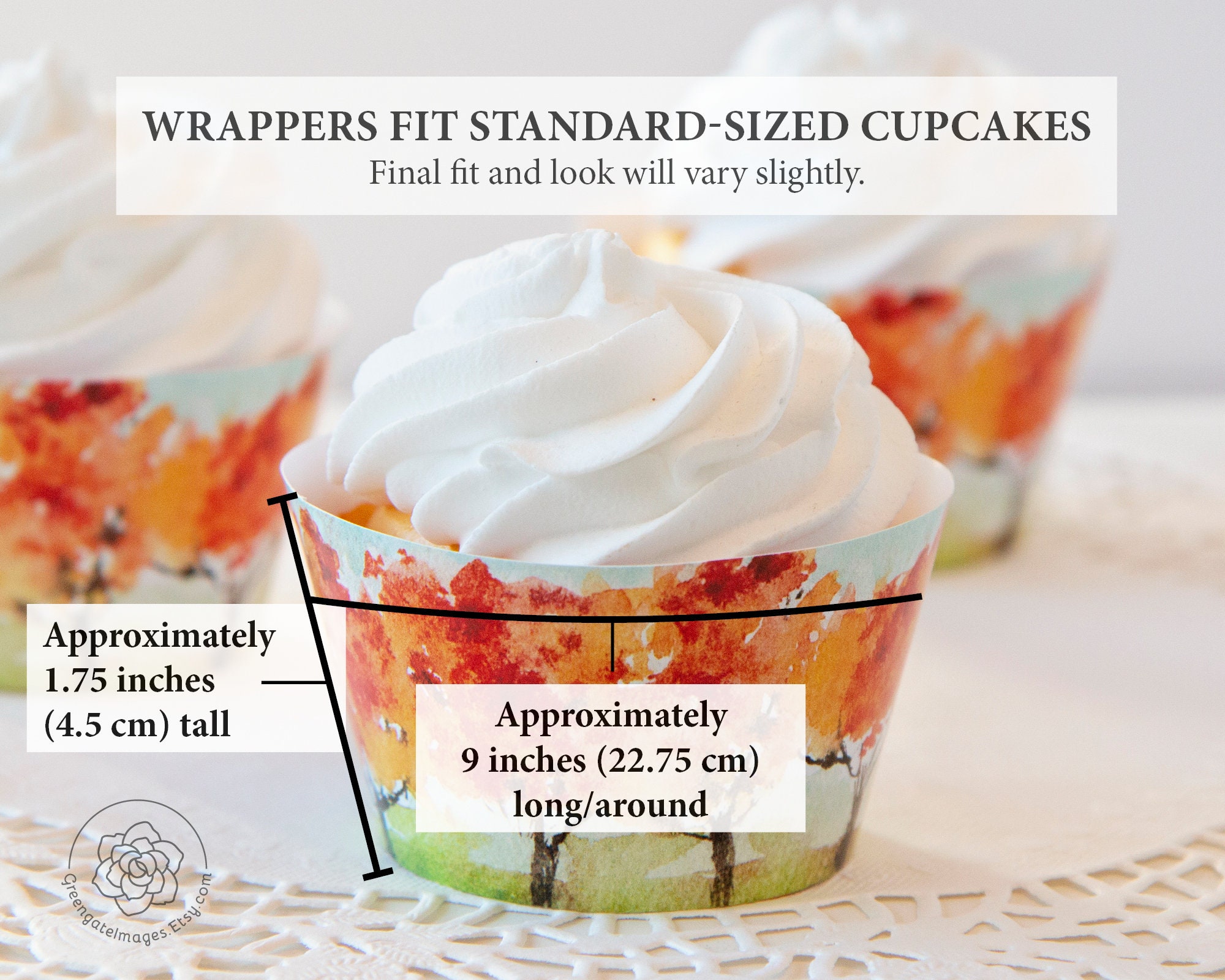 Fall Tree Cupcake Wrappers - Printable Cupcake Wrappers, Watercolor ...