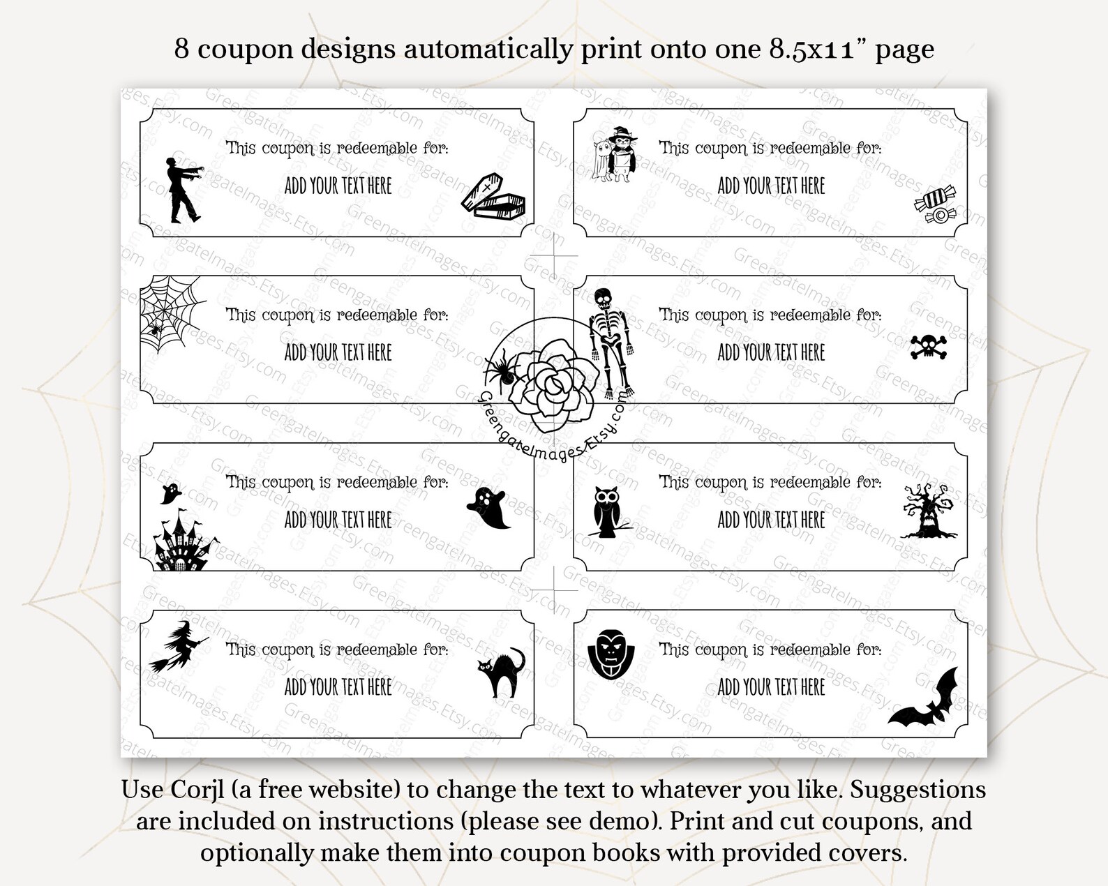 Halloween Coupon Template: Printable Coupon Book, Editable Coupons, Diy ...