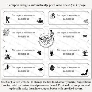 Halloween Coupon Template: Printable Coupon Book, Editable Coupons, Diy ...