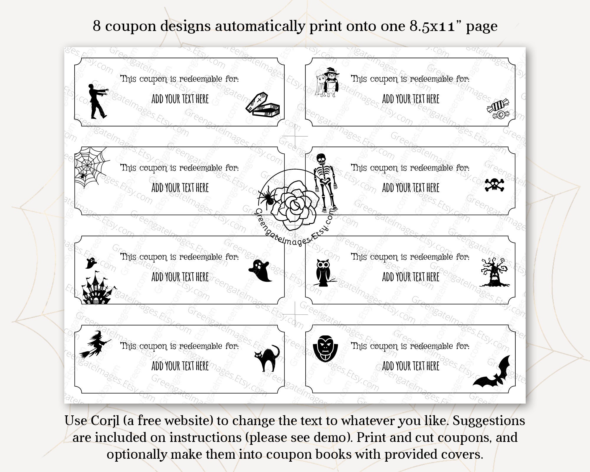 Halloween Coupon Template: Printable Coupon Book, Editable Coupons, Diy ...