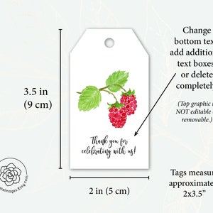 Raspberry Gift Tags - Printable Gift Tag, Editable Corjl, Favor Bag Tag ...