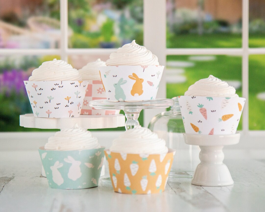 Easter Pastel Cupcake Wrapper Set - PRINTABLE Cupcake Wraps PDF. 6 Cute ...