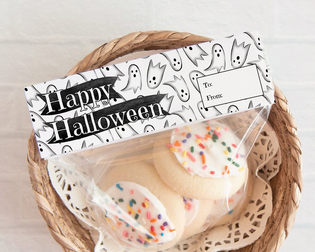6.5" Ghosts Halloween Bag Topper - PRINTABLE Ziplock Topper, Foldover ...