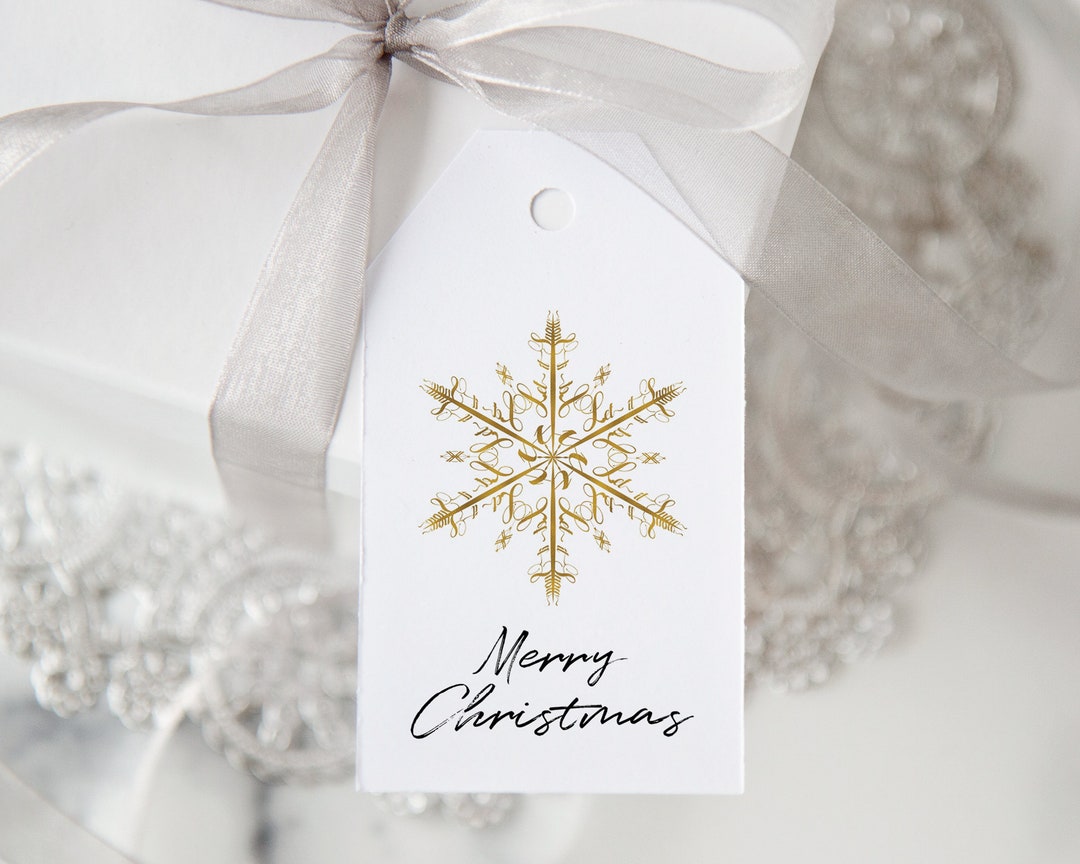Gold Snowflake Gift Tags - PRINTABLE Template That You Edit on the ...
