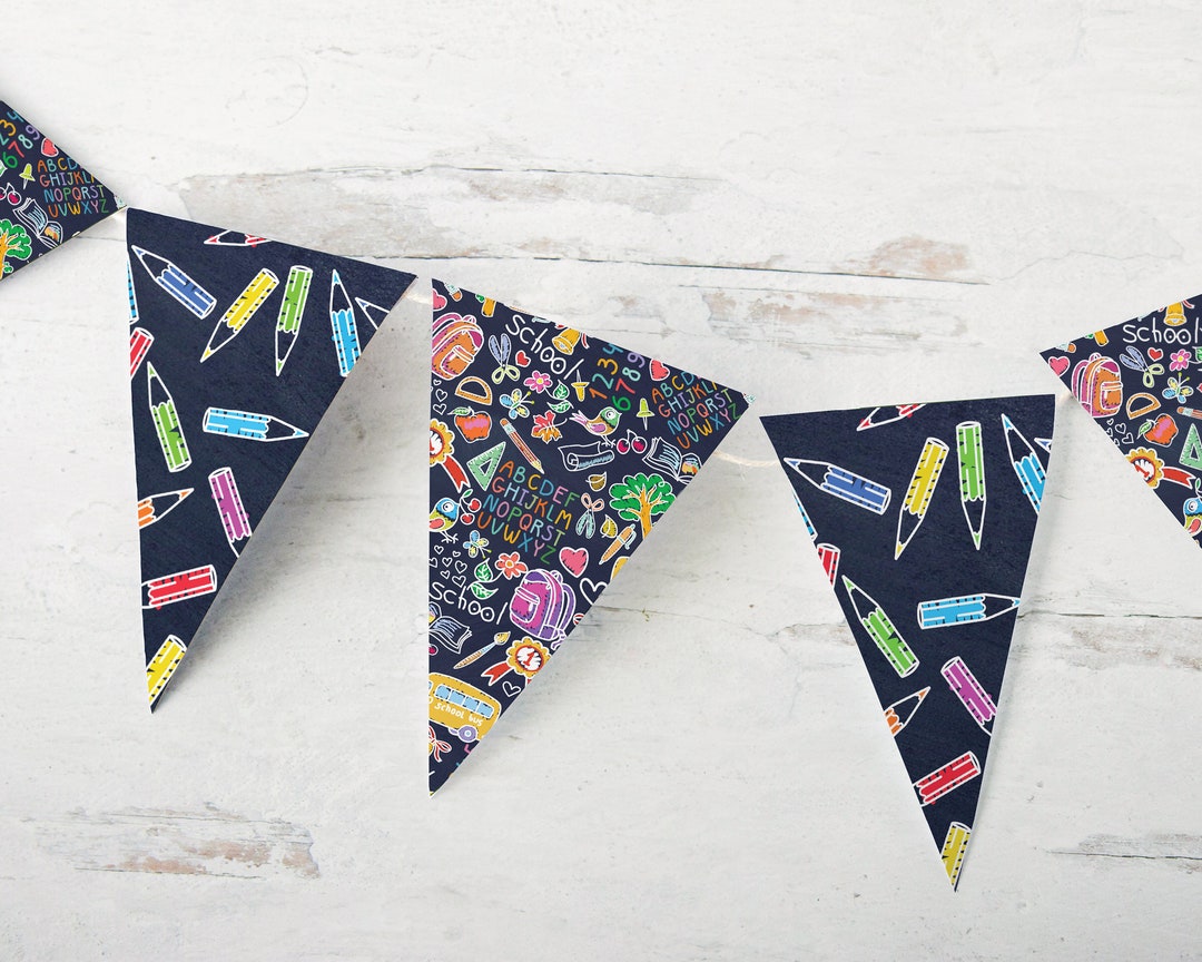 Black School Doodles Bunting - PRINTABLE Banner for Teachers, Open ...