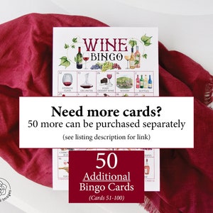 Wine Bingo - 50 PRINTABLE Unique Cards. Instant Digital Download PDF ...