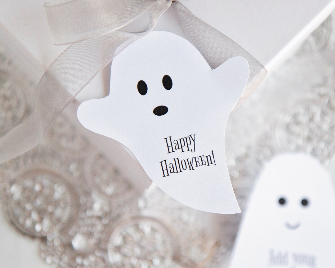 Halloween Ghost Gift Tag Template - PRINTABLE Favor Bag Hang Tags. Edit ...