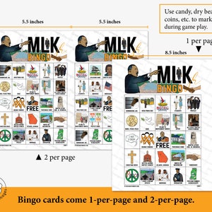 MLK Bingo 50 PRINTABLE Unique Cards. Instant Digital Download PDF ...