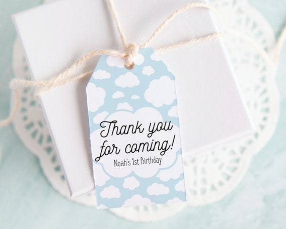 Light Blue Cloud Gift Tags PRINTABLE Download Edit in - Etsy