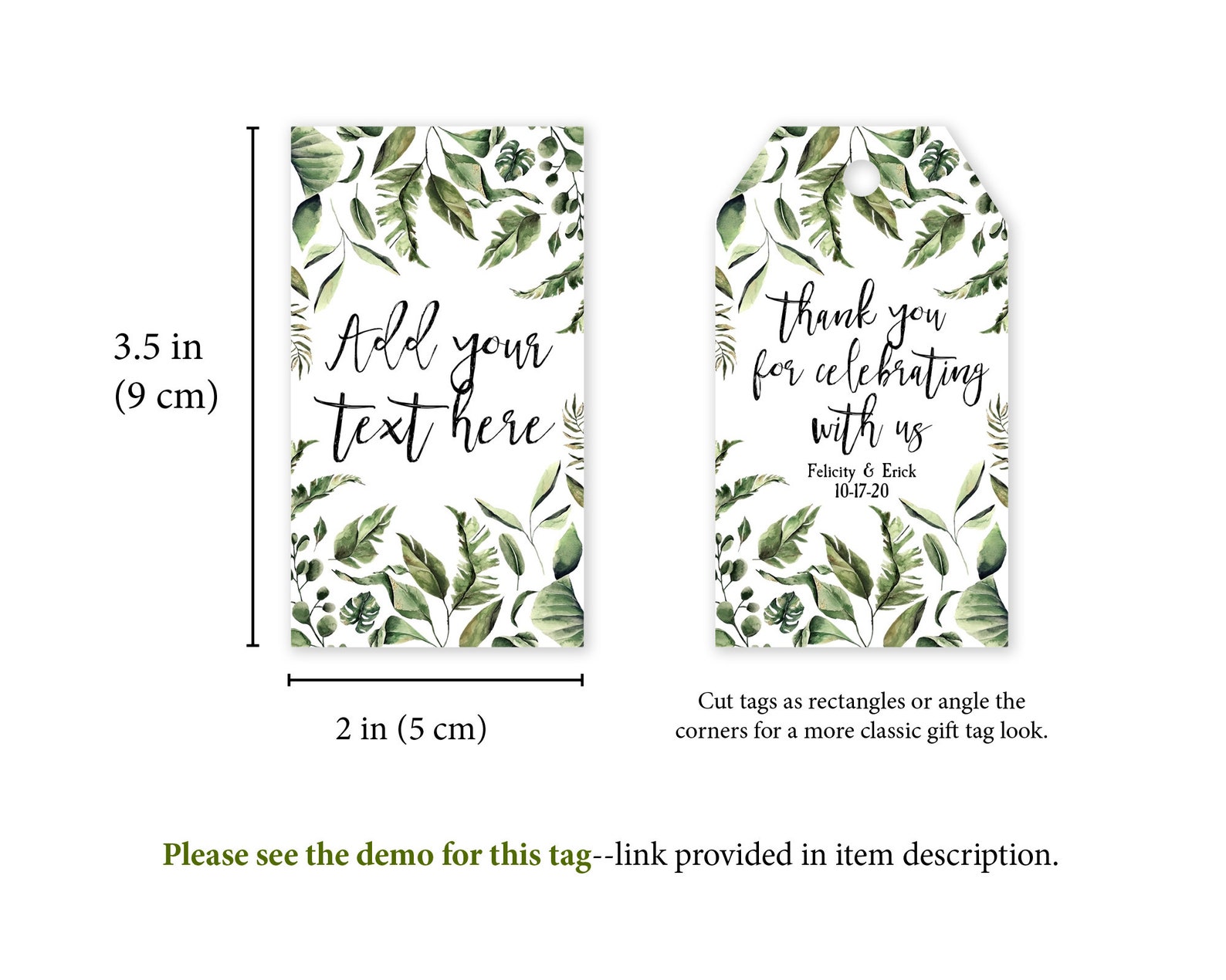 Tropical Greenery Gift Tag Printable gift tag favor tag | Etsy