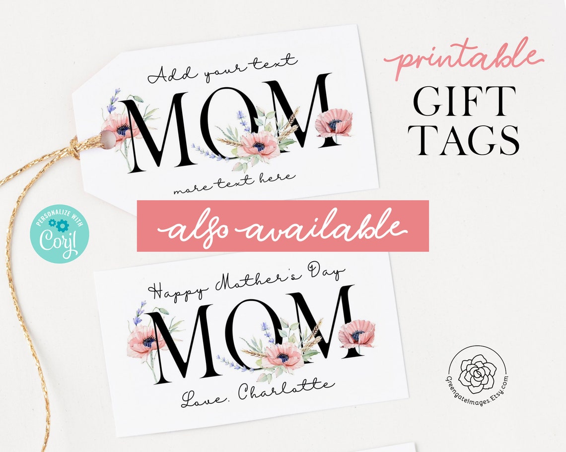 Mother's Day Gift Tags Printable Gift Tag Editable | Etsy