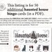 ADD-ON: 50 Additional Haunted House Bingo Cards (numbered 51-100) to Go ...