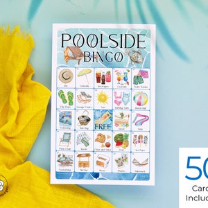 Poolside Bingo - 50 PRINTABLE Unique Cards. Grownup/adult Swim Party ...