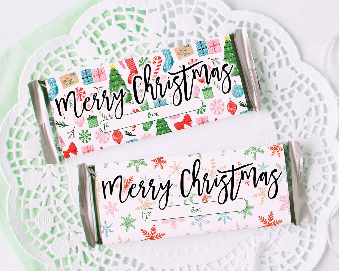 Christmas Candy Bar Wrappers PRINTABLE Hershey Bar Wrapper - Etsy