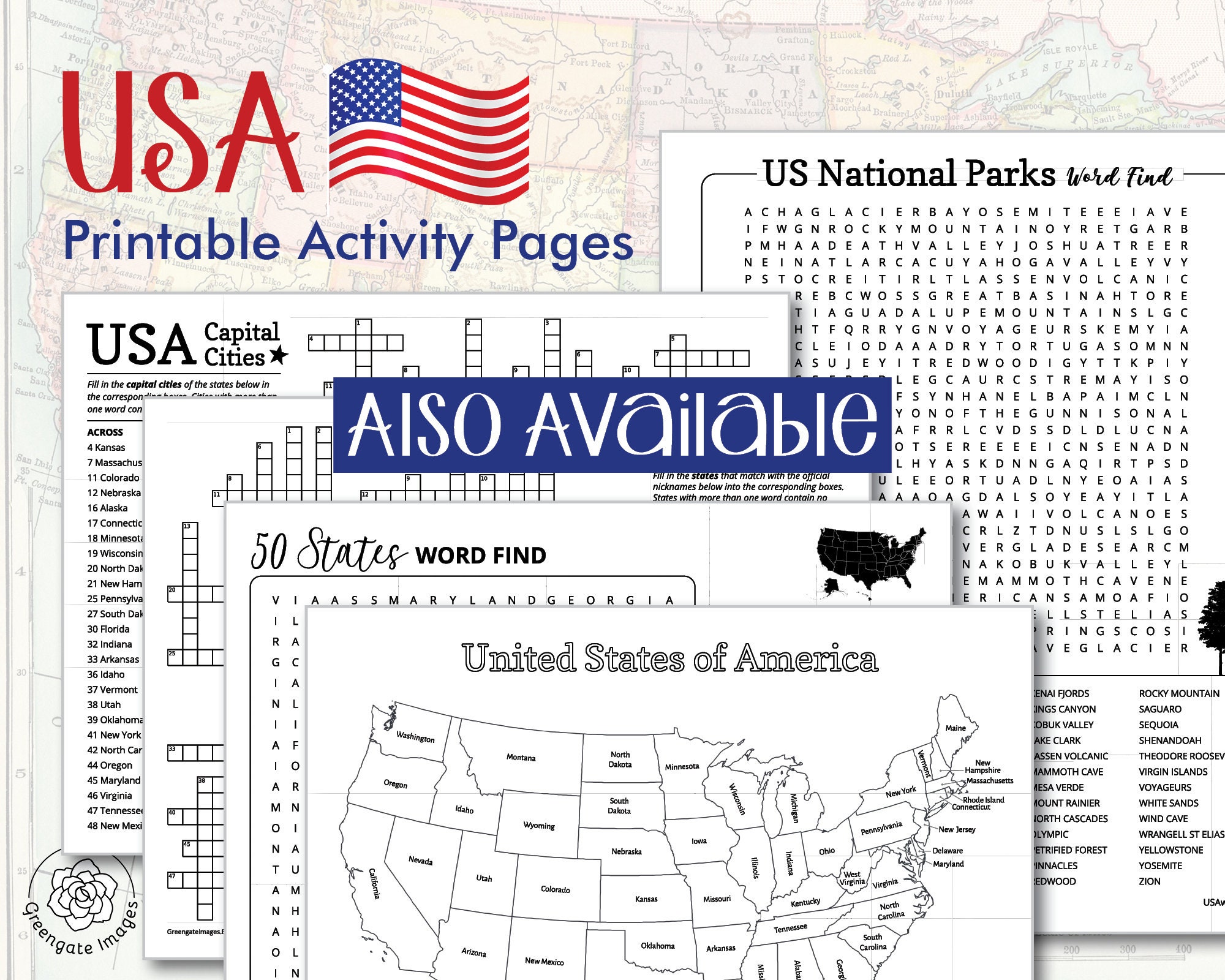 US State Bingo Set - Printable Bingo Game, 50 Cards, Senior Citizen ...
