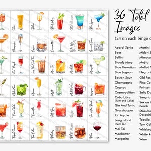 Cocktail Bingo: 50 Printable Bingo Cards With Labeled Alcoholic ...