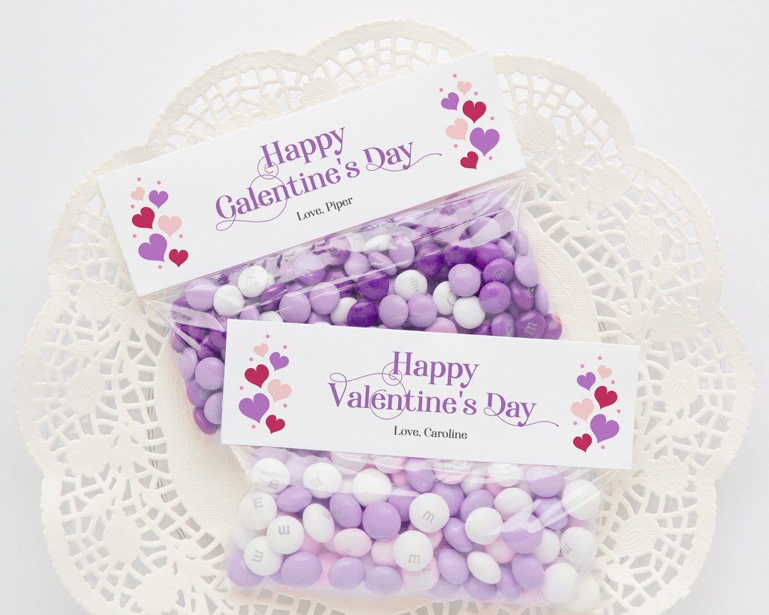 6.5" Valentine's Day Bag Toppers - PRINTABLE Sandwich Bag Card, Ziplock ...