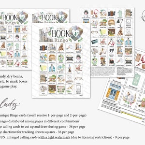 Book (love) Bingo - 50 PRINTABLE Unique Cards. Instant Digital Download ...