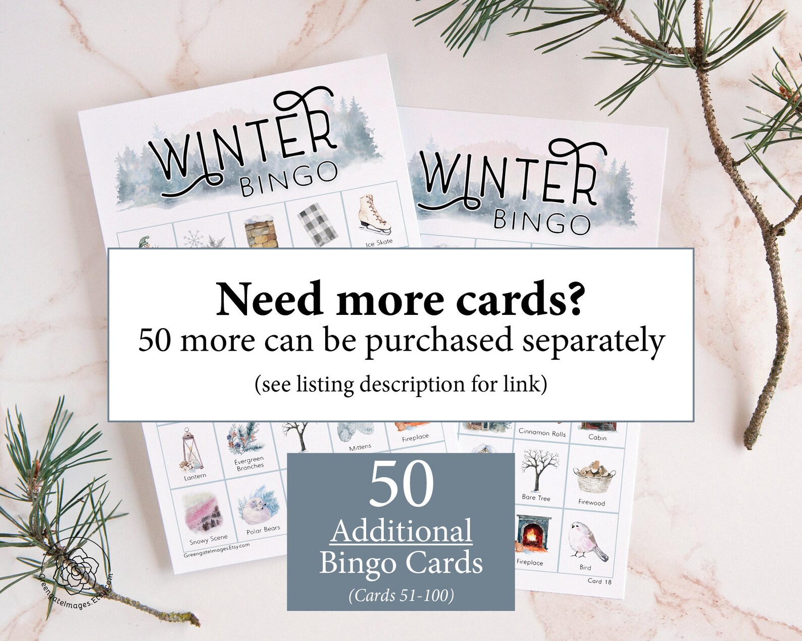 Winter II Bingo Cards: Printable Bingo 50 Cards Senior - Etsy