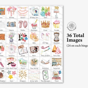 70th Birthday Bingo - 50 PRINTABLE Unique Cards. Instant Digital ...