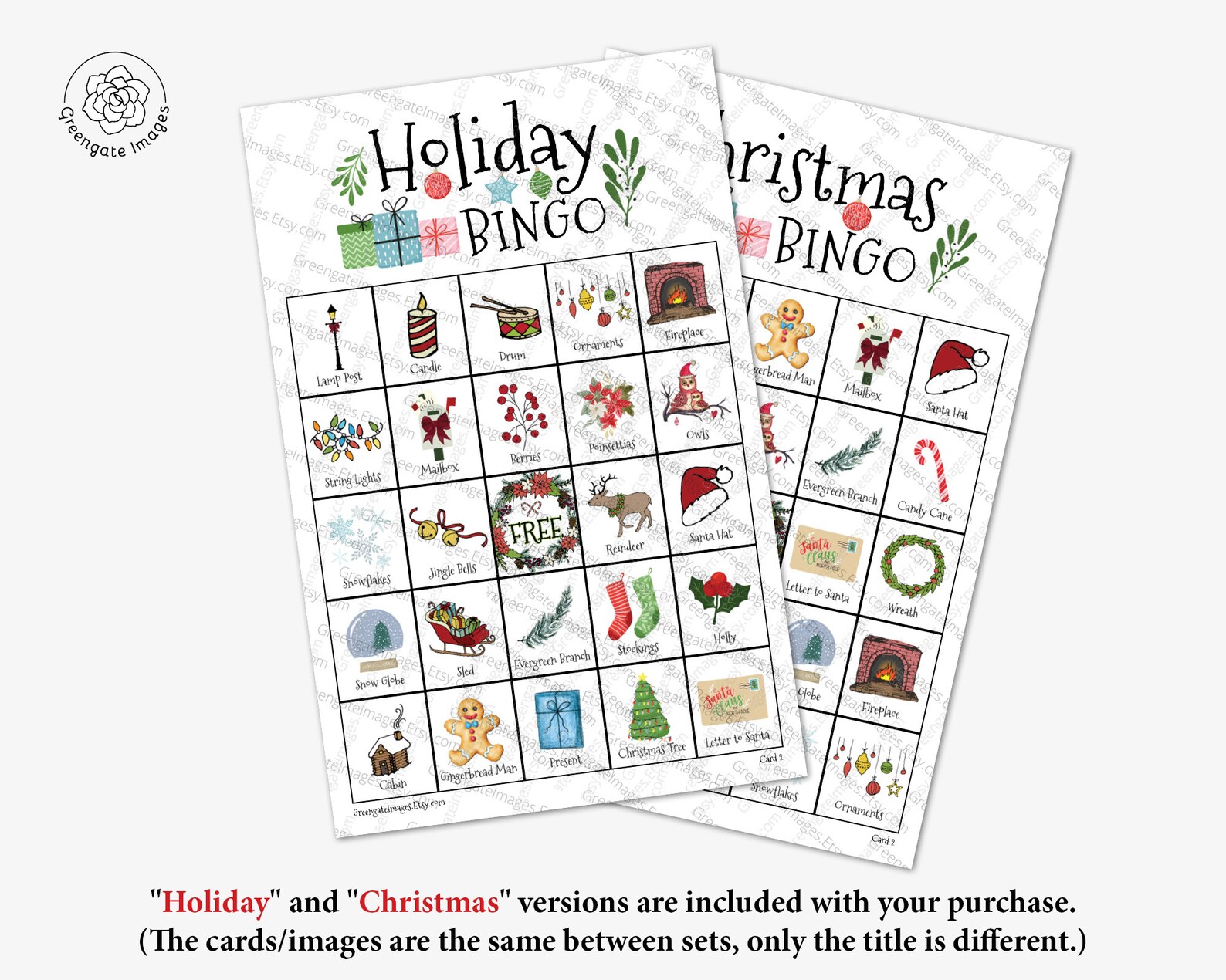 Christmas/holiday Bingo Cards: Printable Bingo 50 Cards - Etsy