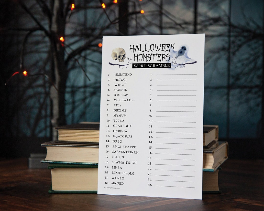 Halloween Monsters Word Scramble - PRINTABLE Downloadable Activity ...