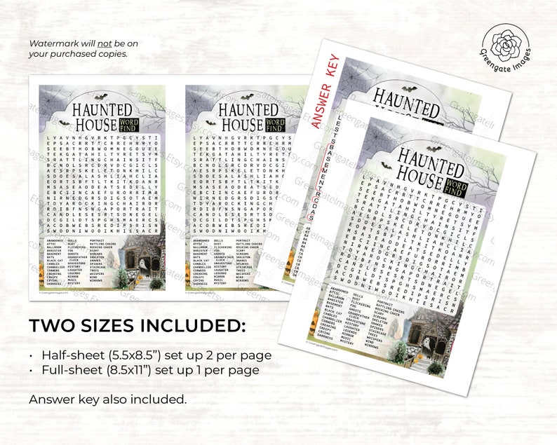 Haunted House Word Find PRINTABLE Downloadable Activity. - Etsy