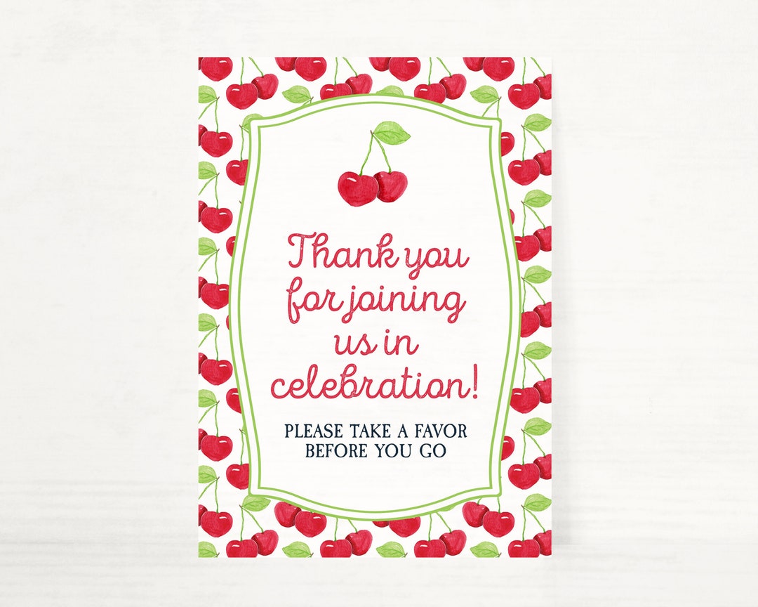 5x7 Cherry Sign Template Editable Corjl Birthday - Etsy