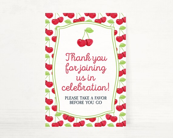 5x7 Cherry Sign Template Editable Corjl Birthday | Etsy