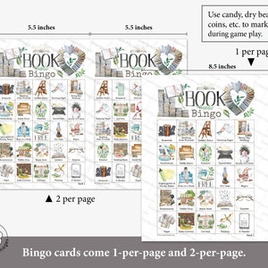 Book (love) Bingo - 50 PRINTABLE Unique Cards. Instant Digital Download ...