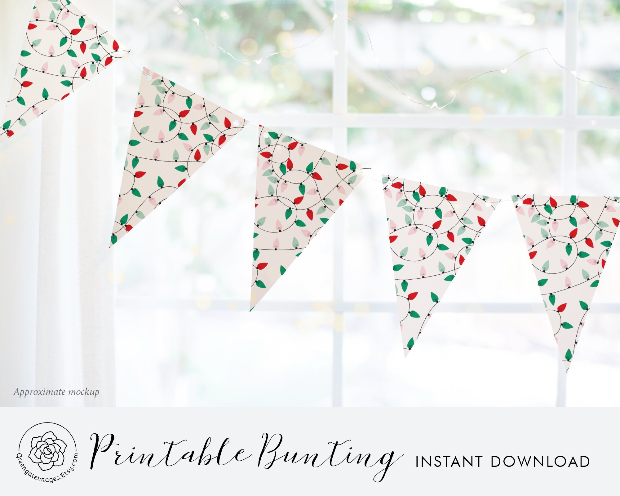 Christmas Light Bunting PRINTABLE banner instant download | Etsy