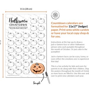 Halloween Countdown Activity - PRINTABLE 11x17 Halloween Advent ...