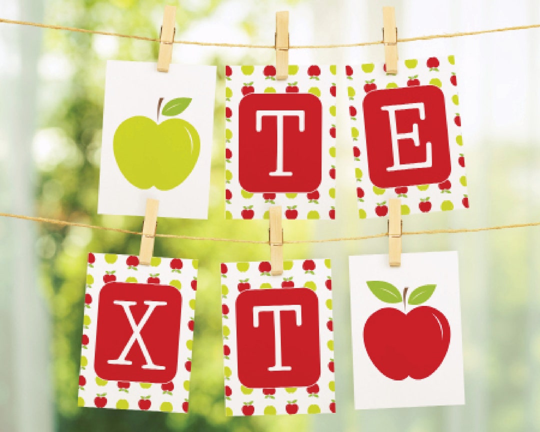 Apple Message Banner: PRINTABLE Teacher Name Bunting, Edit Text in ...