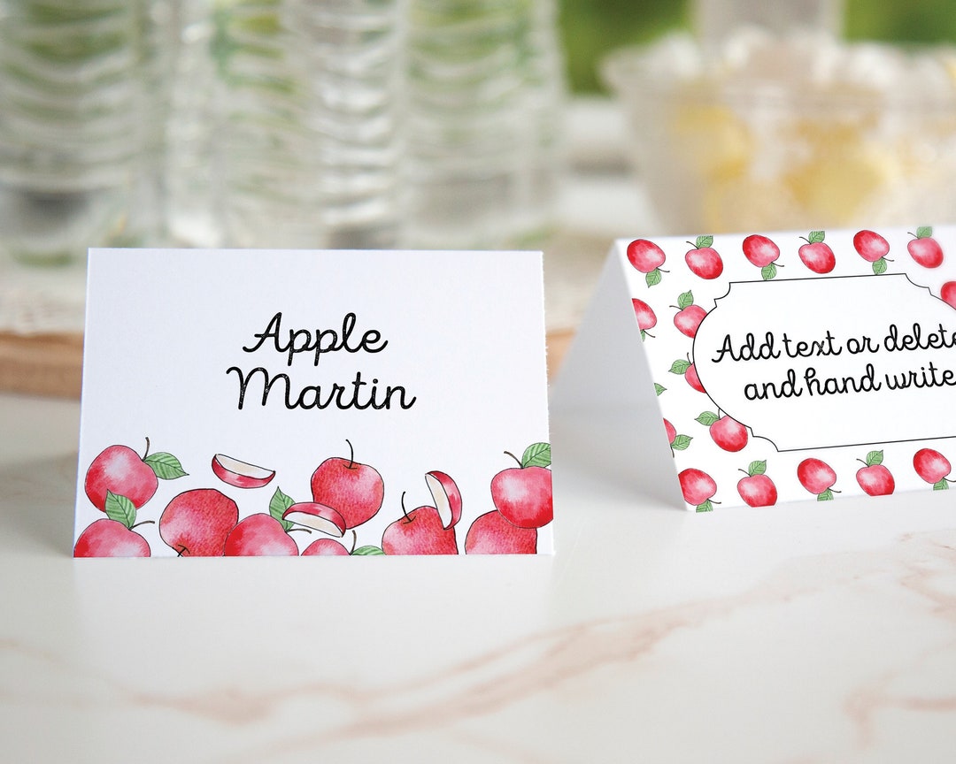 Apple Place Cards Edit in Corjl Printable Food Signs - Etsy