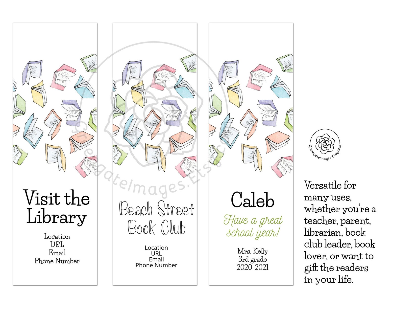 Printable Bookmark - Personalize Corjl, Teacher Bookmark, School Ideas, Book Club, Library ...