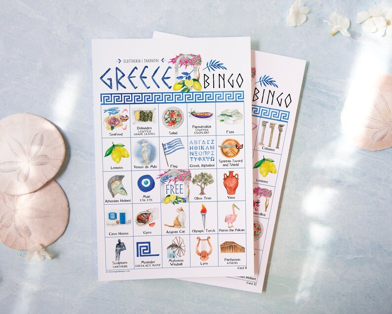 Greece Bingo 50 PRINTABLE Unique Cards. Instant Digital - Etsy