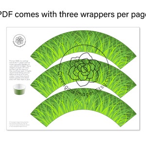 Grass Cupcake Wrappers - Printable Cupcake Wraps, Green Grass, Spring ...