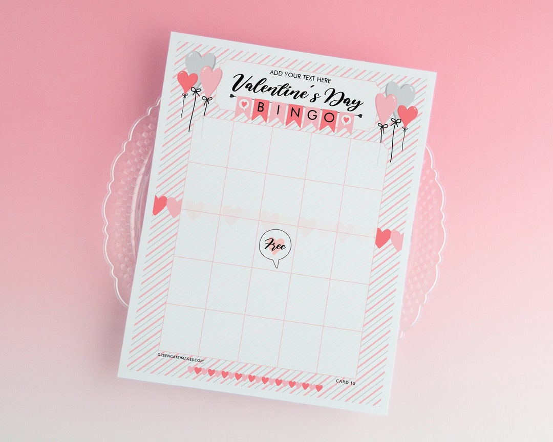 FILLABLE Valentine Heart Bingo Template: 50 Cards Printable Pdf ...