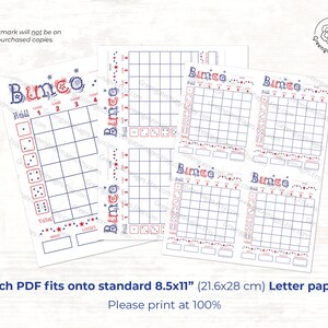 Bunco Scorecard Set - PRINTABLE Digital Download PDF W/tally Sheet ...