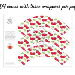 Cherry Cupcake Wrapper - Printable Cupcake Sleeve, Cherry Party Decor ...