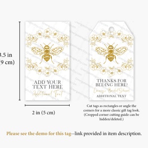 Bee Gift Tag - PRINTABLE Honey Bee Favor Tag. Personalize Corjl. Line ...