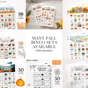 Fall Bingo Cards: PRINTABLE Bingo With Labeled Pictures. 50 Cards With ...